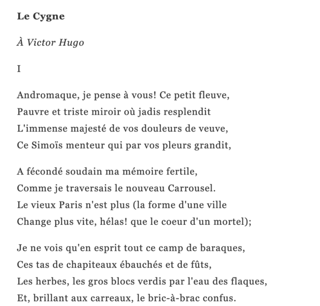 The Swan by Charles Baudelaire and The Goose by Daisy Fried - Don YortyDon Yorty