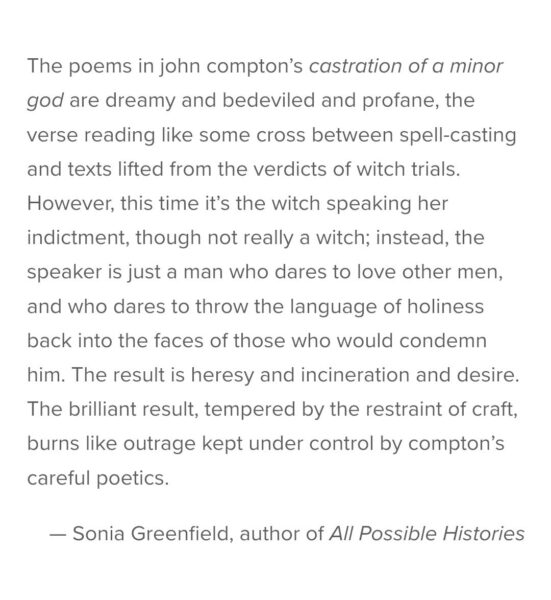 john compton reads from the castration of a minor god - Don YortyDon Yorty